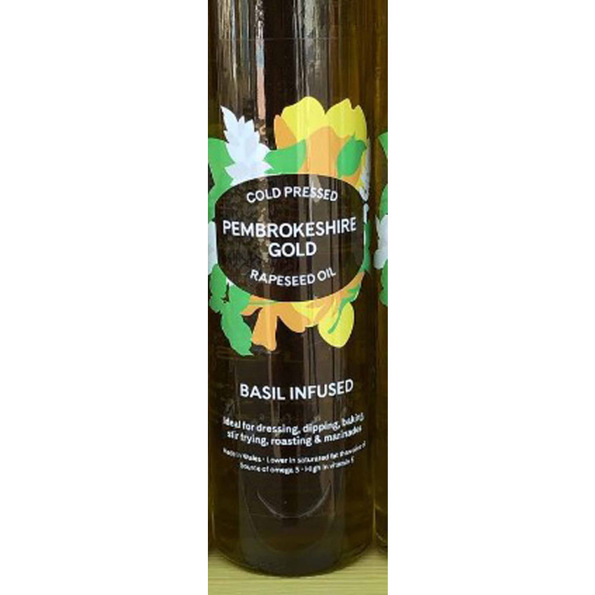 Blas ar Fwyd Website - Pembrokeshire Gold Basil Infused Rapeseed Oil 250ml